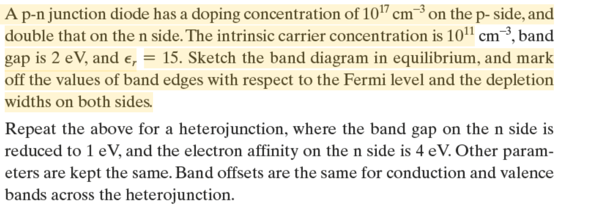 Solved = A p-n junction diode has a doping concentration of | Chegg.com