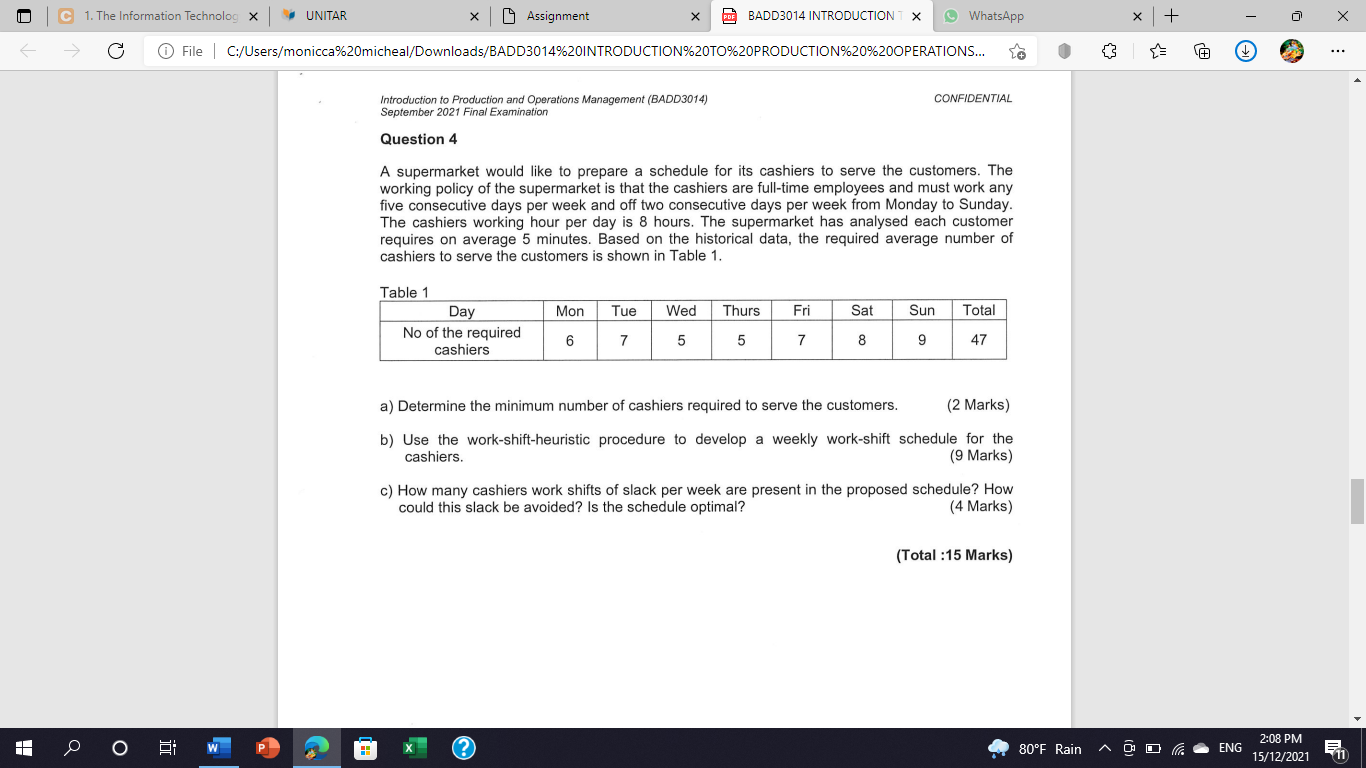 Solved C 1. The Information Technolog X UNITAR Assignment DE | Chegg.com