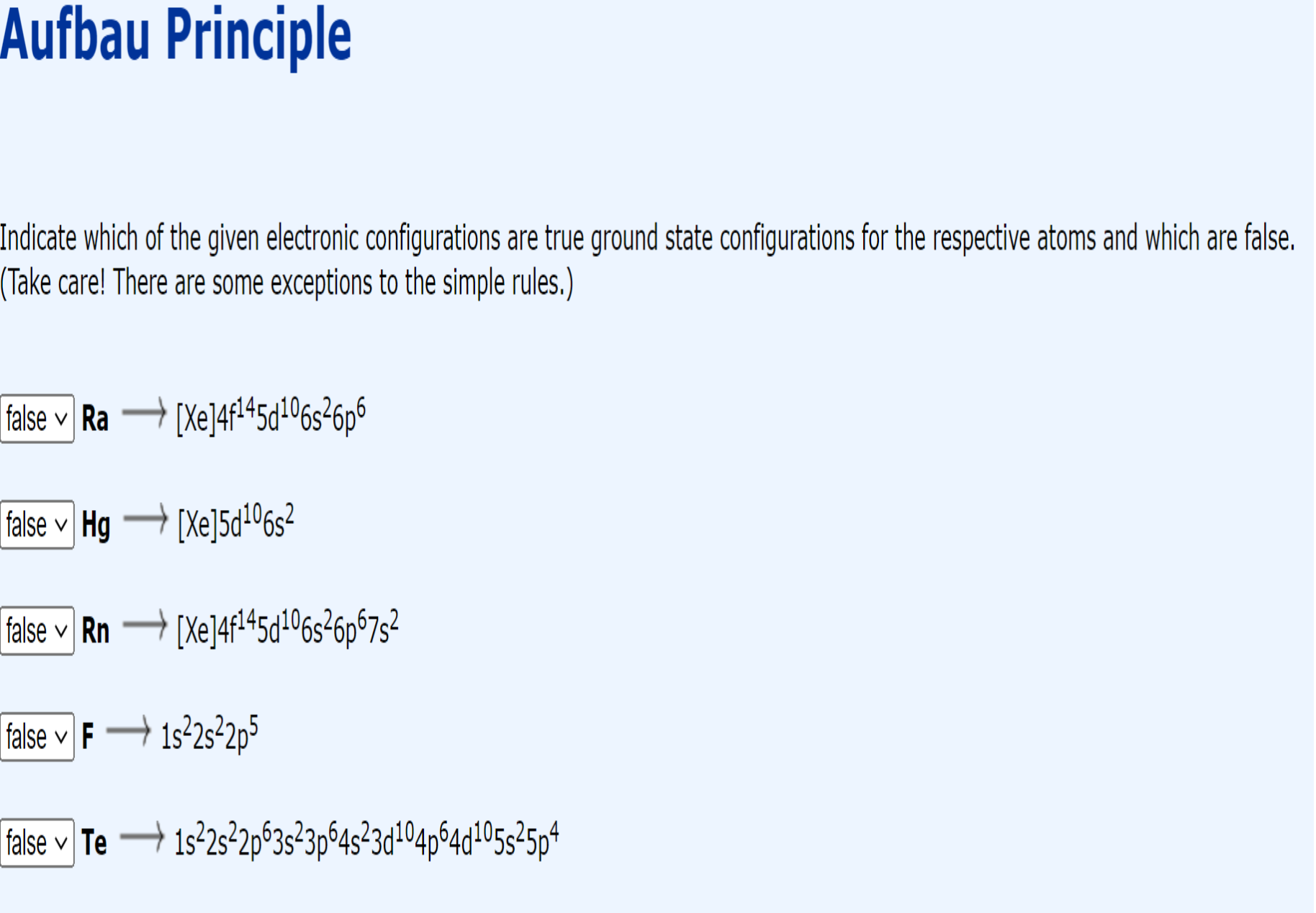 Solved Aufbau Principle Indicate which of the given | Chegg.com