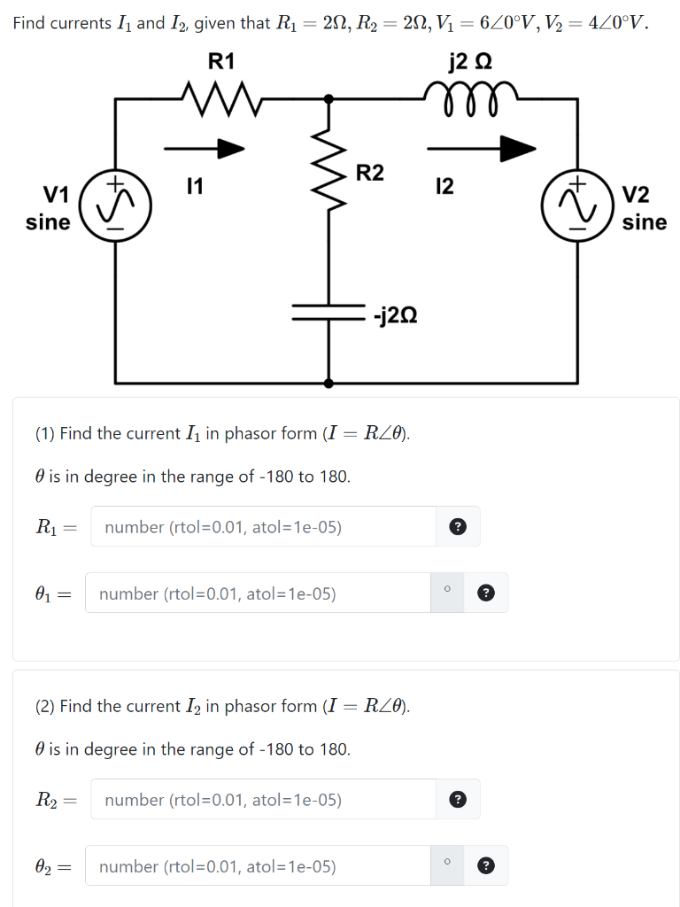 Solved Find currents I1 and I2, given that | Chegg.com