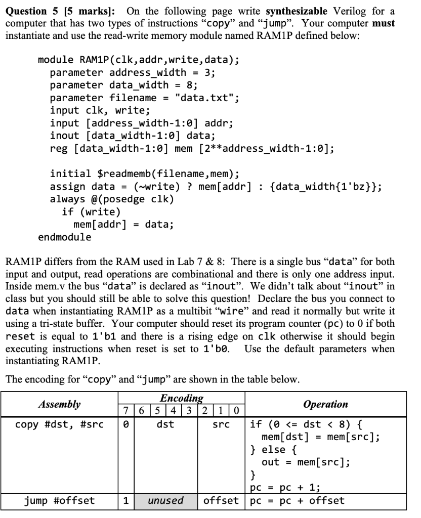 Question 5 [5 marks]: On the following page write | Chegg.com