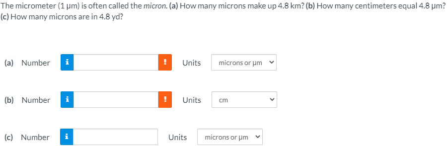 Solved The micrometer (1 um) is often called the micron. (a) | Chegg.com