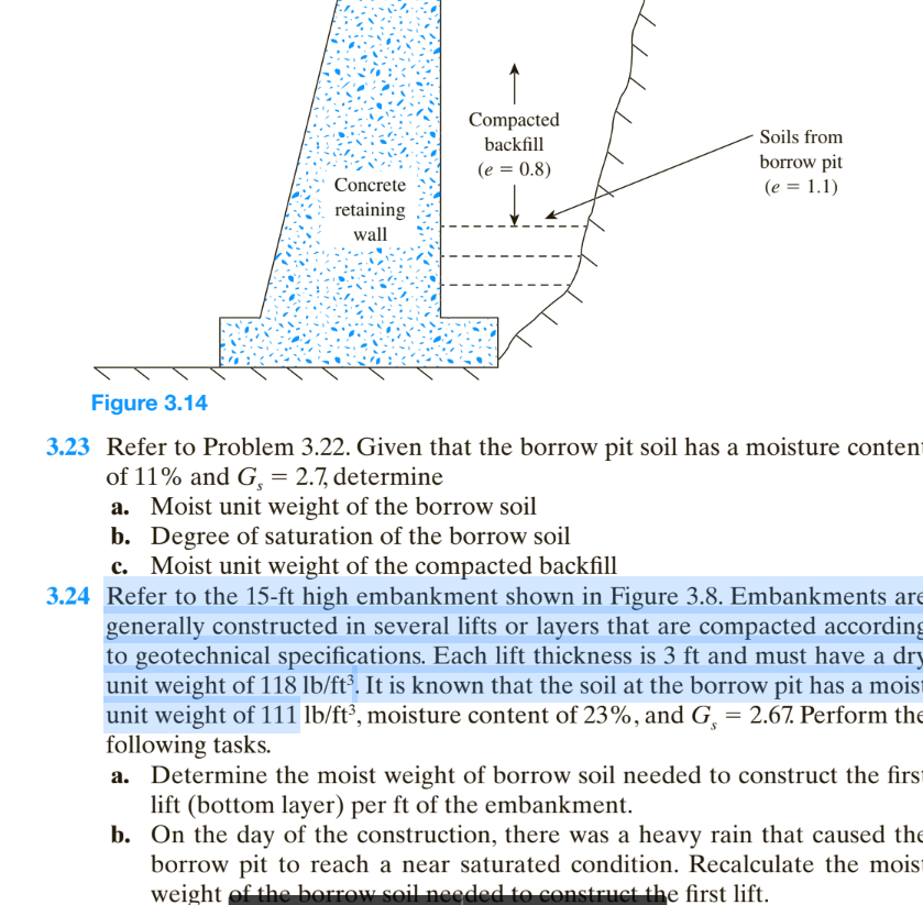 Solved Compacted backfill (e = 0.8) Soils from borrow pit (e | Chegg.com