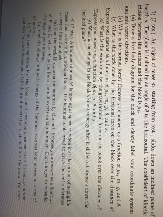 Solved An object of mass m, starting from rest, slides down | Chegg.com