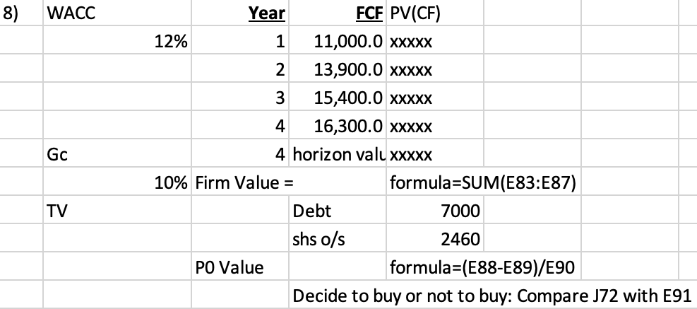 8. Use the Corporate Valuation model is the most | Chegg.com
