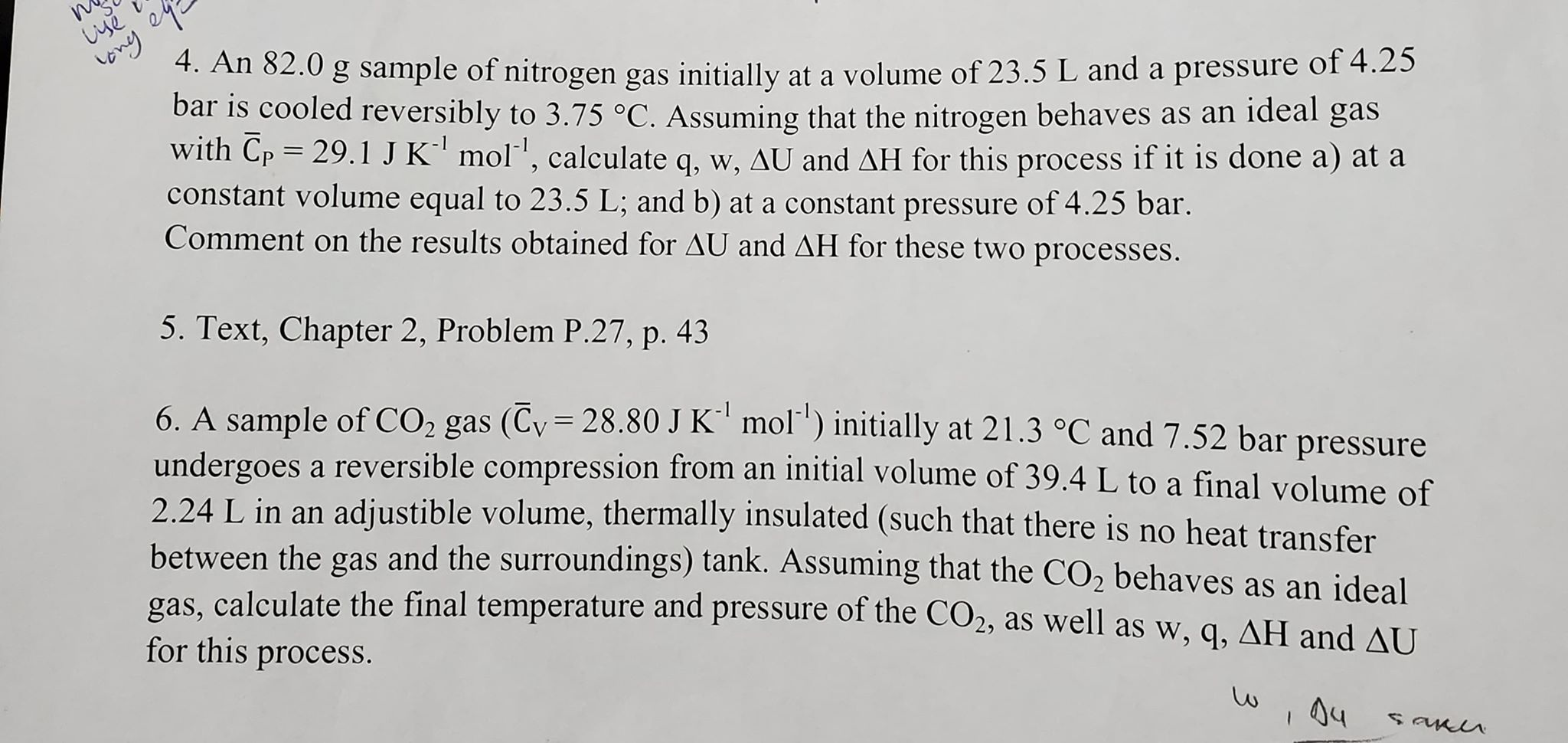 Solved long -.Og sample of nitrogen gas initially at a | Chegg.com