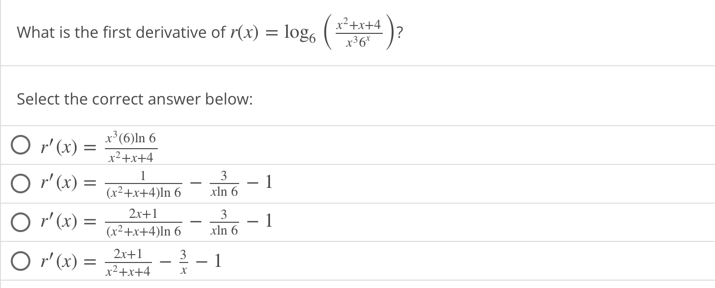 Solved What is the first derivative of | Chegg.com