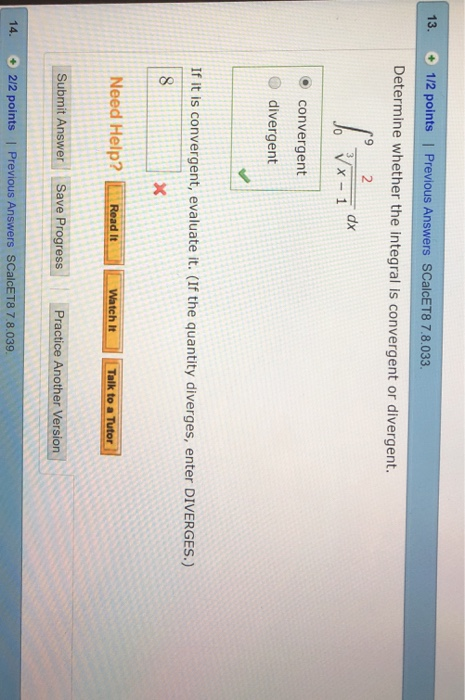 Solved 13. 1/2 points | Previous Answers SCalCET8 7.8.033 | Chegg.com