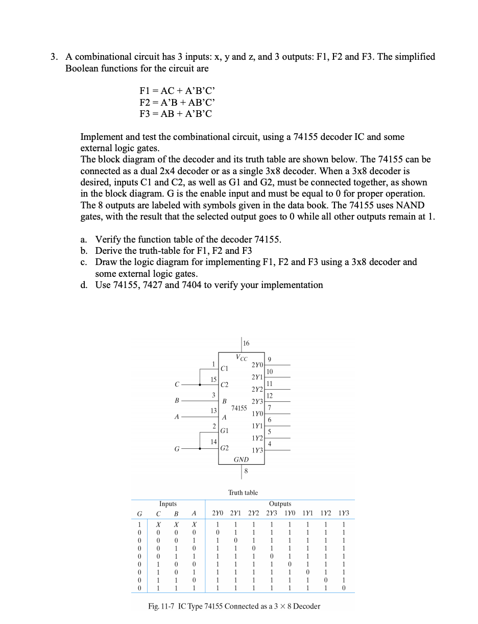 Solved Lab 5 Decoder and Encoder ICs: 7400(NAND), 7404 | Chegg.com