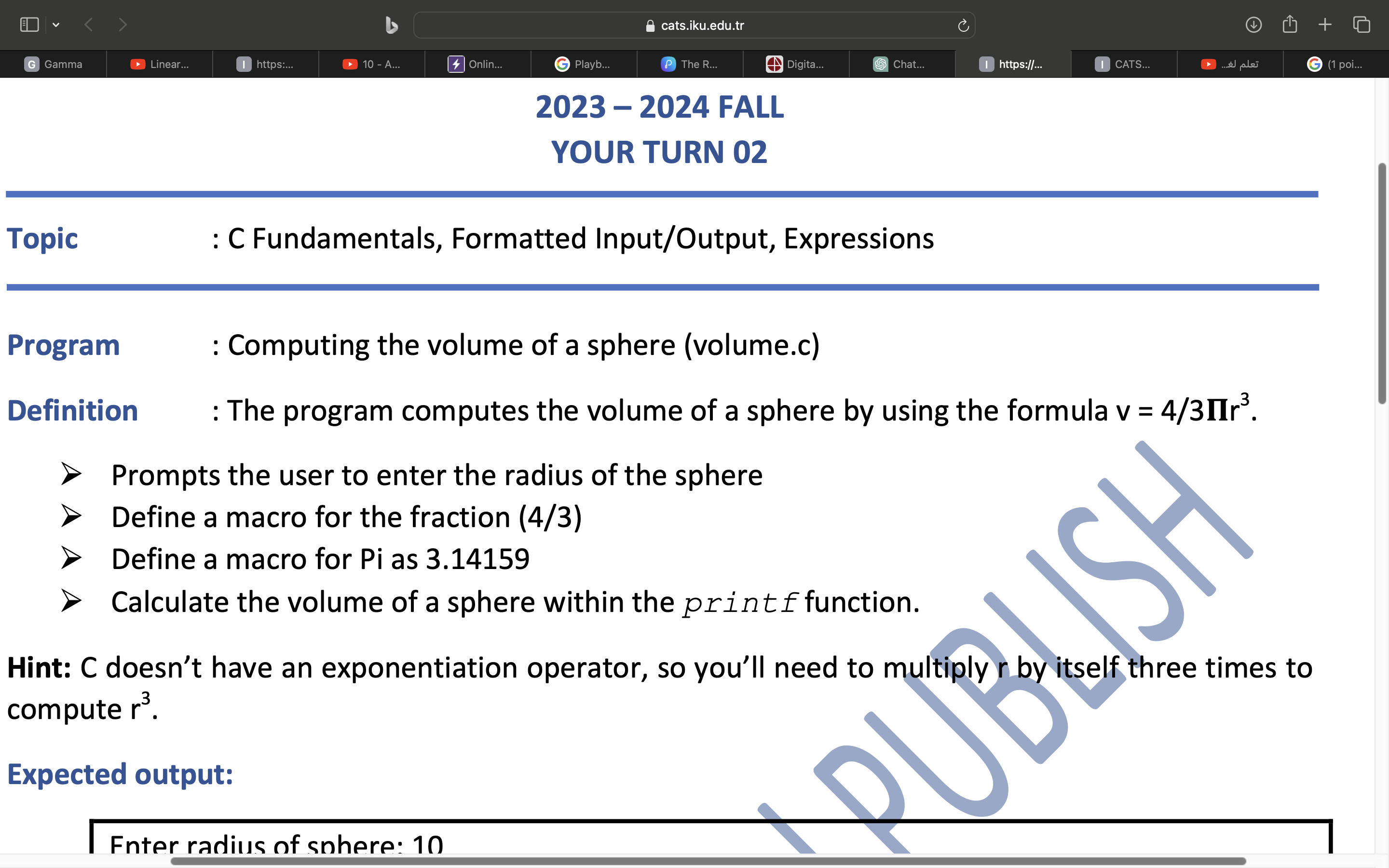 Solved Program : Computing the volume of a sphere | Chegg.com