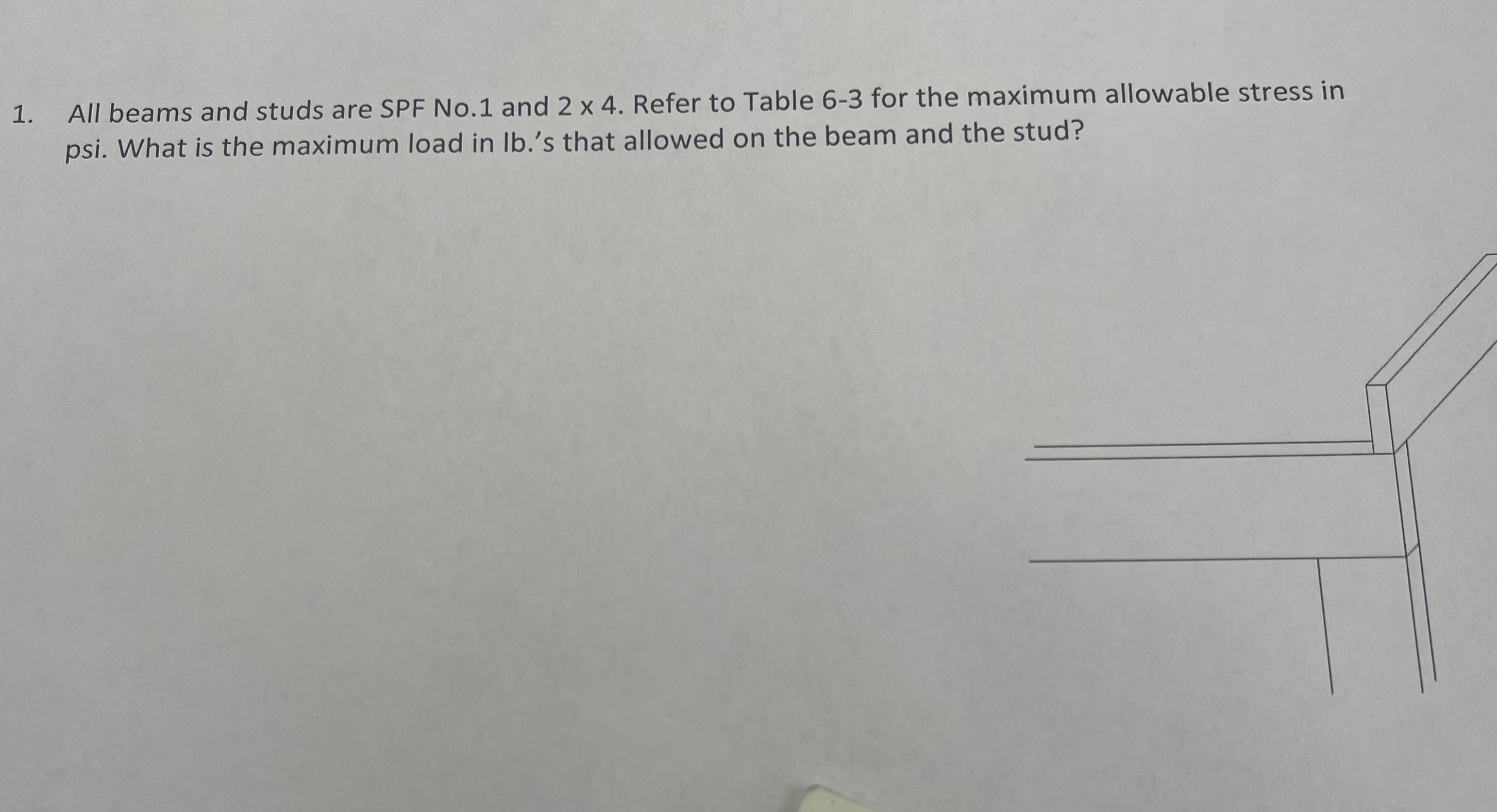 Solved All beams and studs are SPF No. 1 ﻿and 2×4. ﻿Refer to | Chegg.com