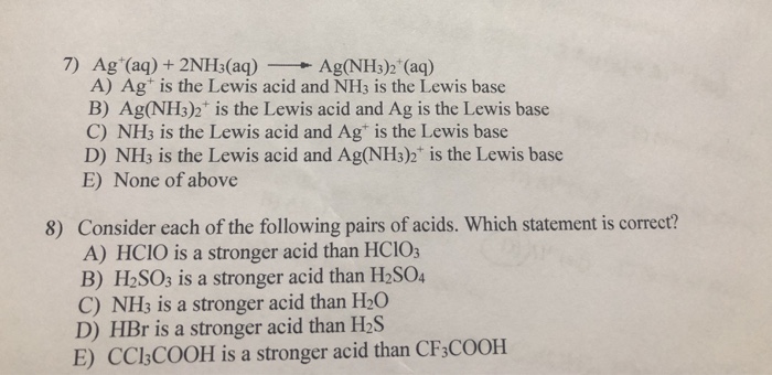 Solved Is(aq)Ag(NH3)2 (aq) A) Ag is the Lewis acid and NH3 | Chegg.com