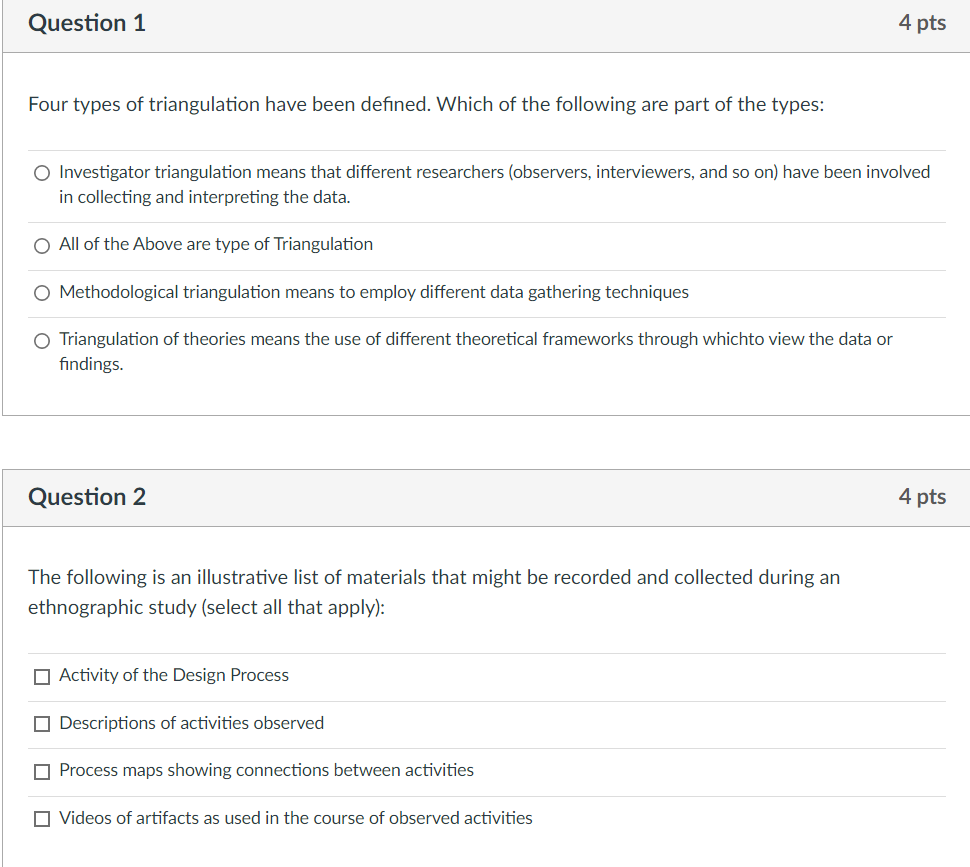 Solved Question 1 4 pts Four types of triangulation have | Chegg.com