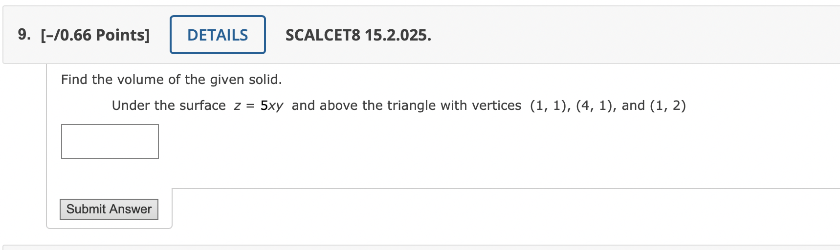 Solved Find the volume of the given solid. Under the surface | Chegg.com
