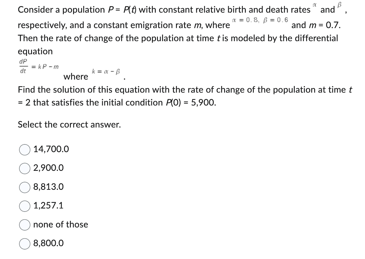 Solved Consider a population P=P(t) with constant relative | Chegg.com