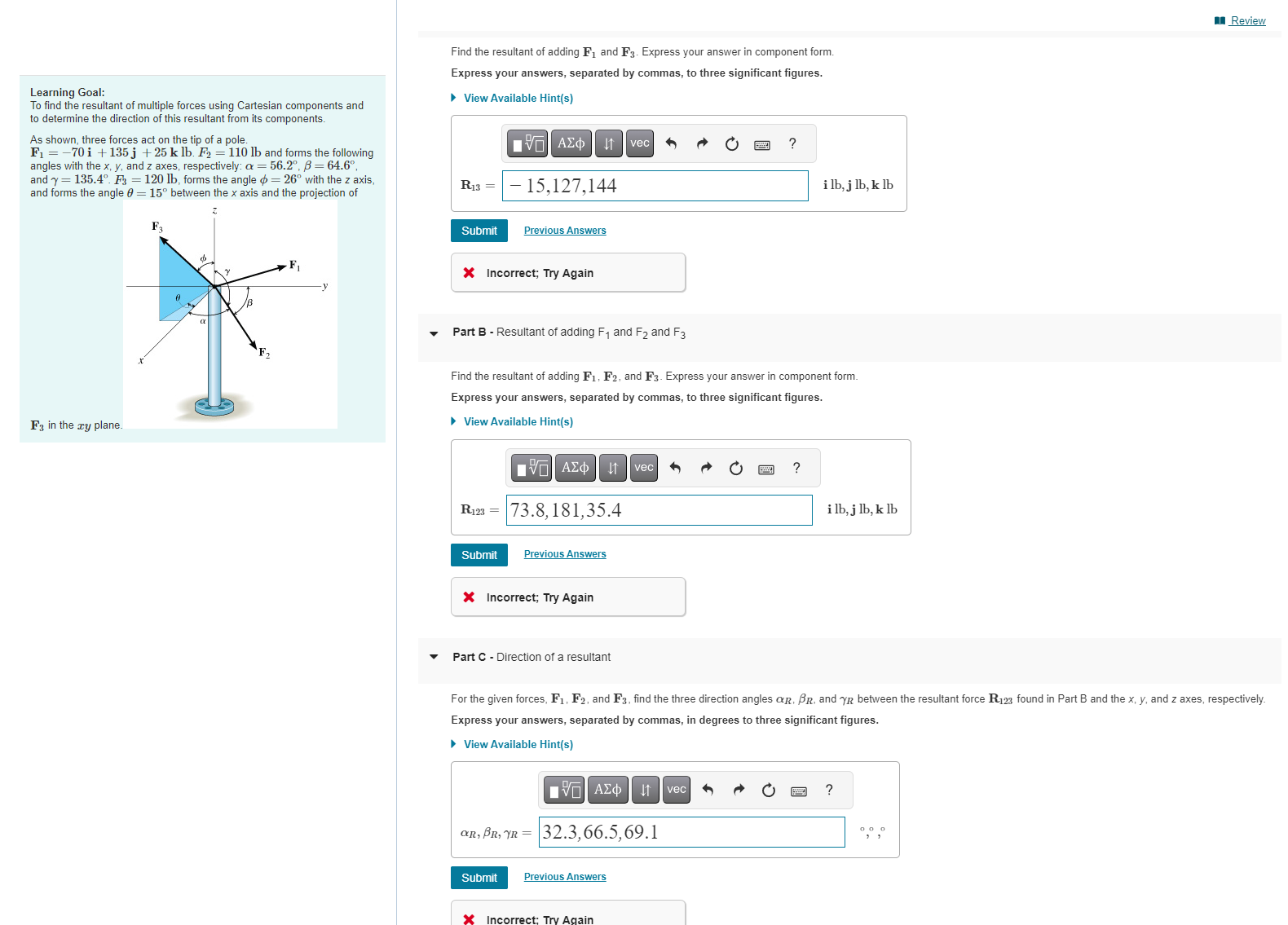 Solved Find the resultant of adding F1 and F3. Express your | Chegg.com