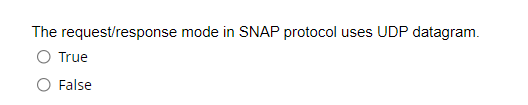 Solved The request/response mode in SNAP protocol uses UDP | Chegg.com