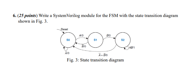 Solved 6. (25 points) Write a System Verilog module for the | Chegg.com