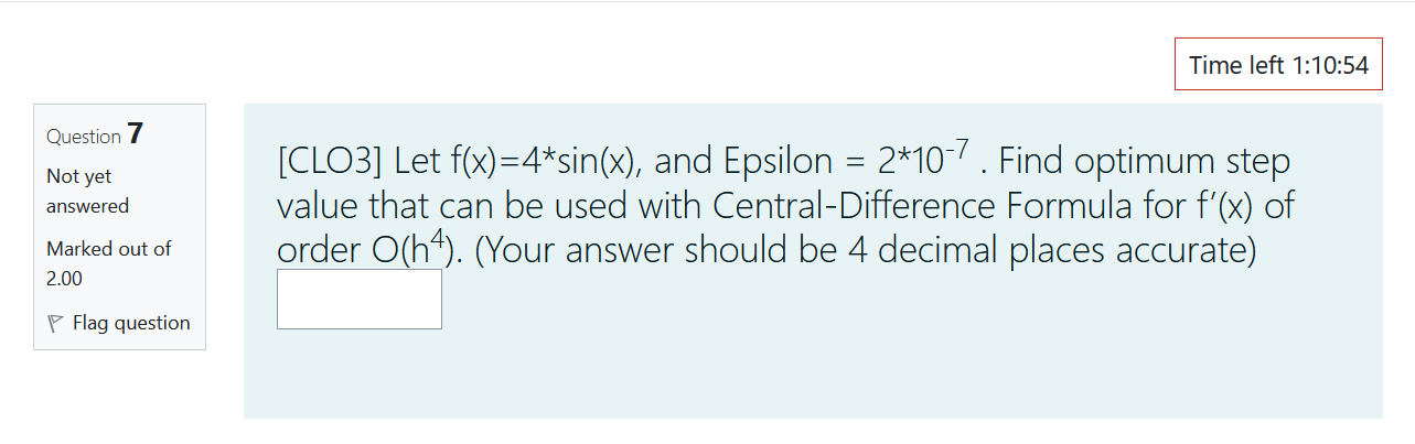 Solved Time left 1:10:54 Question 7 Not yet answered [CLO3] | Chegg.com