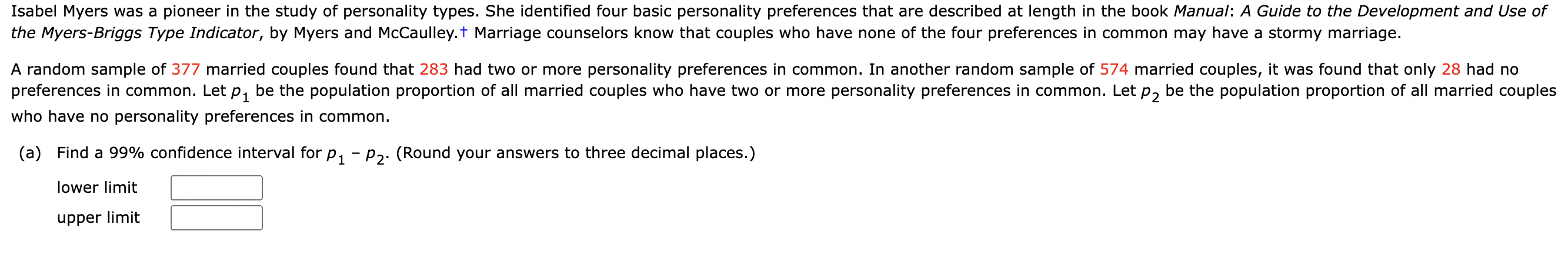 Solved who have no personality preferences in common. (a) | Chegg.com