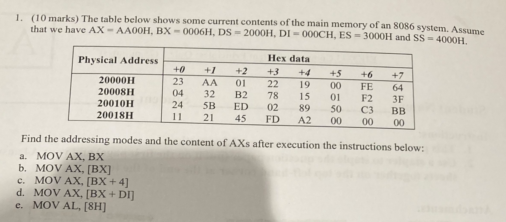 Solved 1. (10 marks) The table below shows some current | Chegg.com