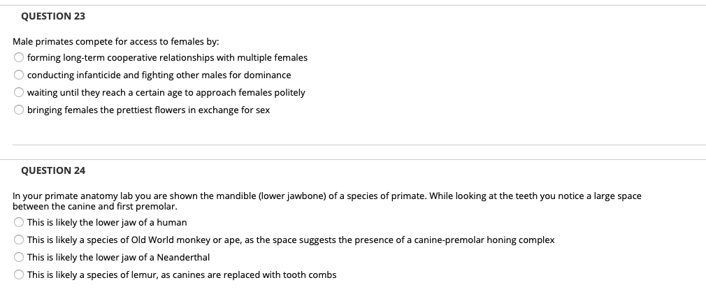 Solved QUESTION 19 While observing primates at the zoo, you | Chegg.com
