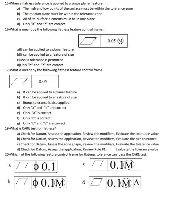 Solved 15-When a flatness tolerance is applied to a single | Chegg.com