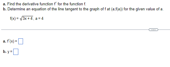 Solved a. Find the derivative function f′ for the function | Chegg.com
