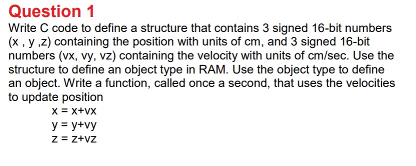 Solved Question 1write C code To Define A Structure That