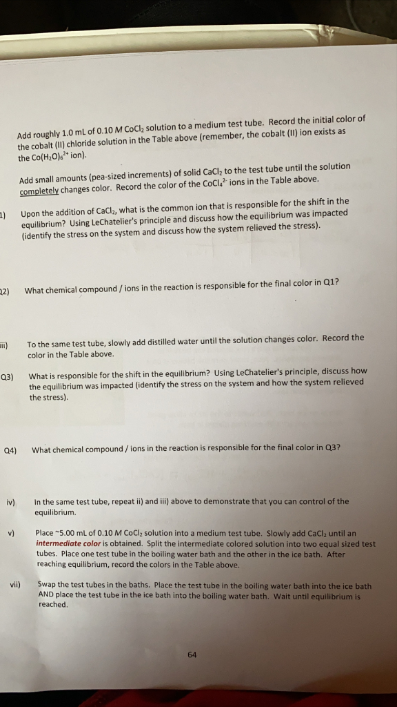 Add roughly 1.0 mL of 0.10 M CoCl2 solution to a | Chegg.com