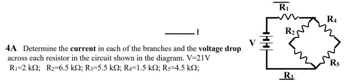 Solved R1 R4 R2 4A Determine the current in each of the | Chegg.com