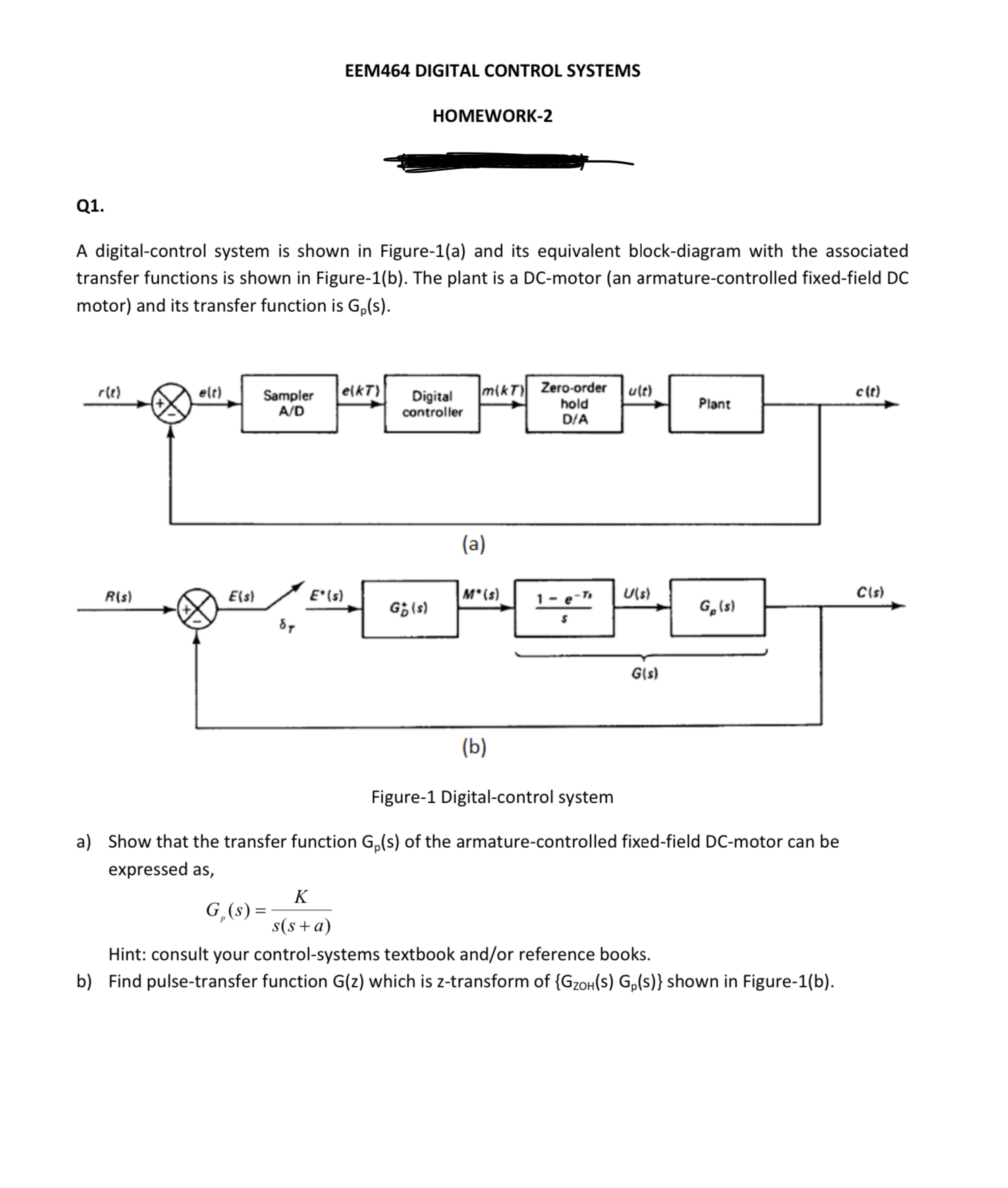 Solved A digital-control system is shown in Figure-1(a) and | Chegg.com