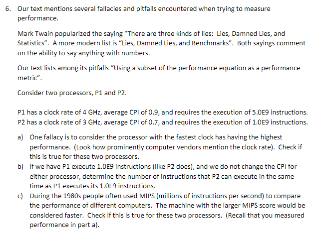 Solved Our text mentions several fallacies and pitfalls | Chegg.com
