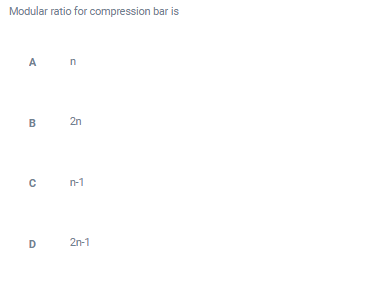 Solved Modular ratio for compression bar is A n B В 2n с n-1 | Chegg.com