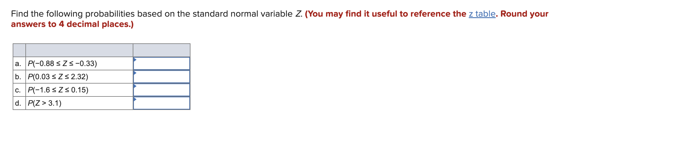 Find the following probabilities based on the | Chegg.com