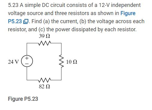 Solved 5.23 A simple DC circuit consists of a 12-V | Chegg.com