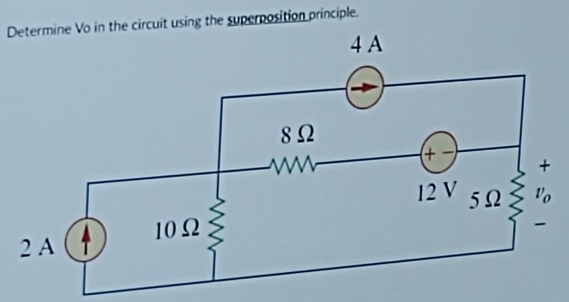Solved Determine Vo in the circuit using the superposition | Chegg.com
