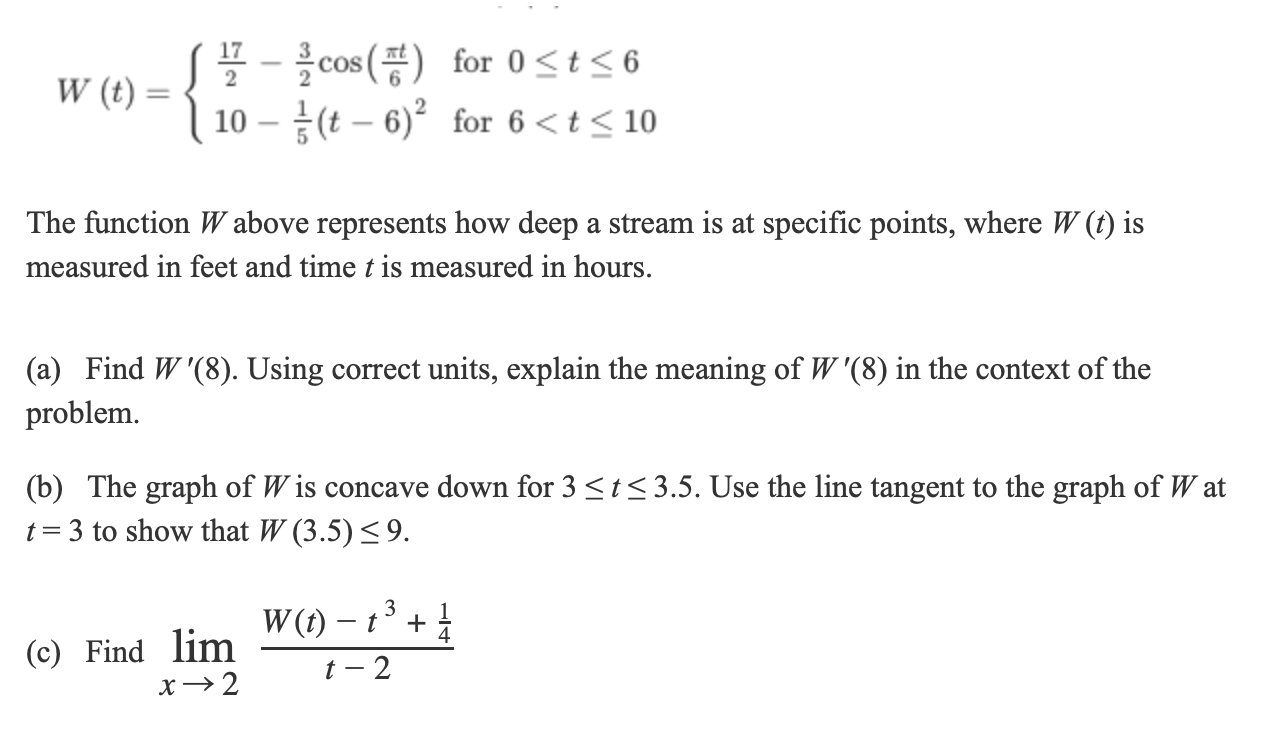 Solved W (t) = W - cos() for 0 | Chegg.com