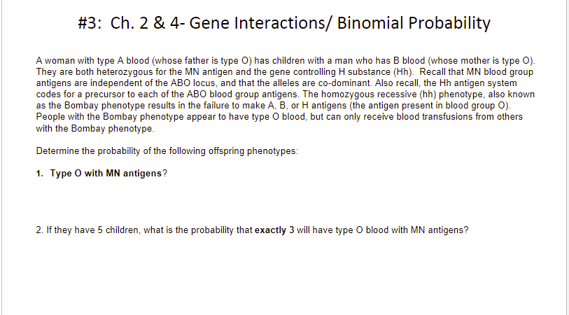Solved \#3: Ch. 2 \& 4- Gene Interactions/ Binomial | Chegg.com