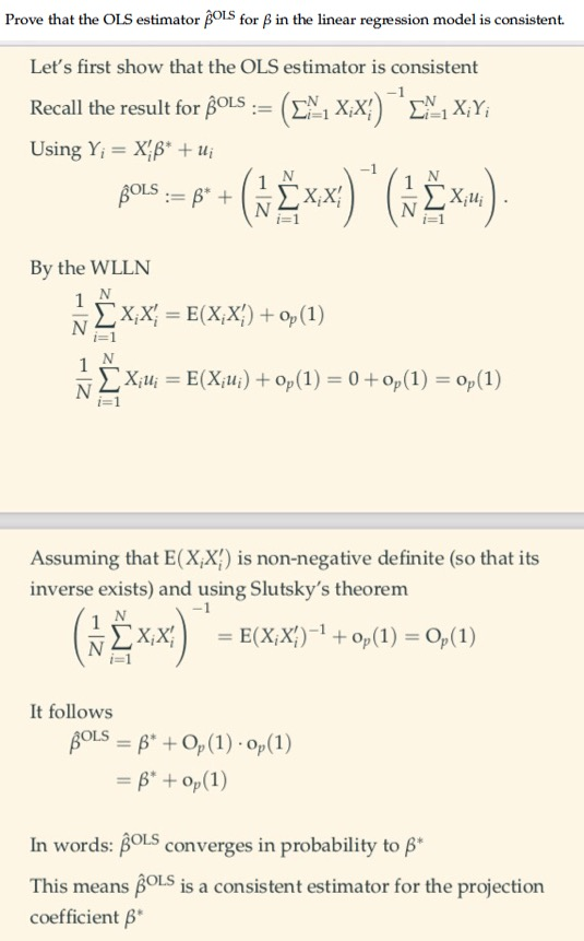 Solved Prove that the OLS estimator As for β in the linear | Chegg.com