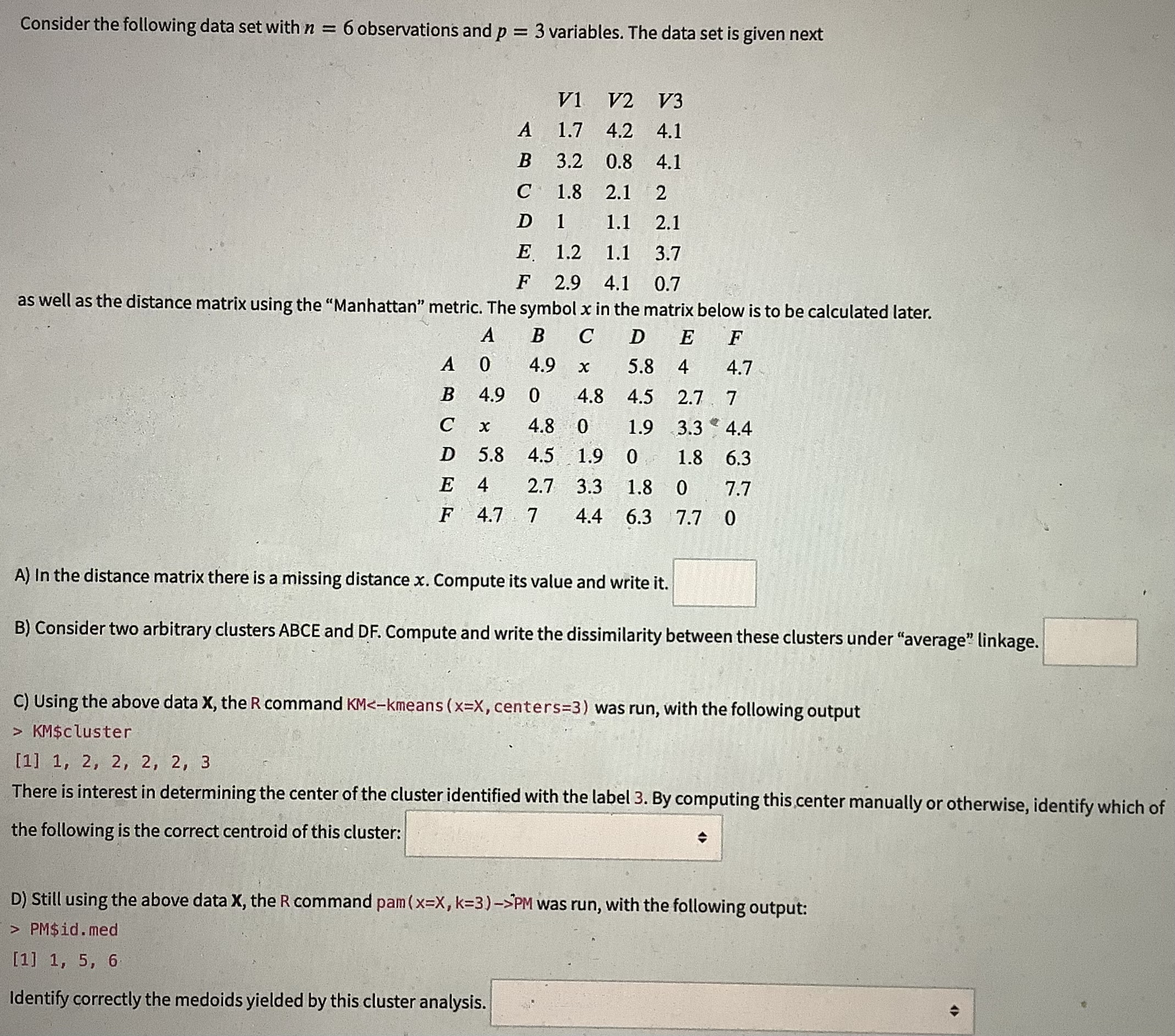 Solved Consider the following data set with \\( n=6 \\) | Chegg.com