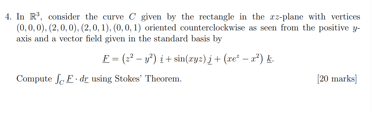 Solved 4. In R3, consider the curve C given by the rectangle | Chegg.com