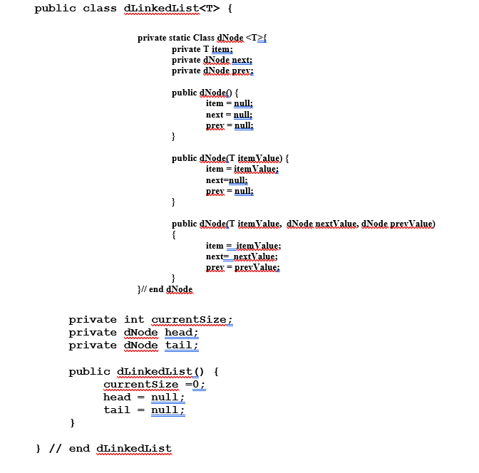 Solved 3) Handout G is the specification of a generic doubly | Chegg.com