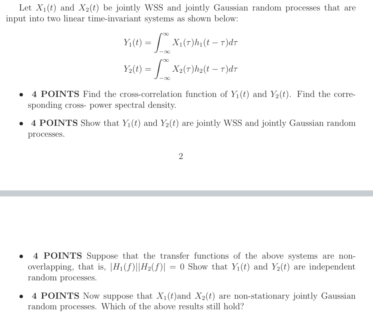 Solved Let x1(t) ﻿and x2(t) be ﻿jointly WSS ﻿and jointly | Chegg.com