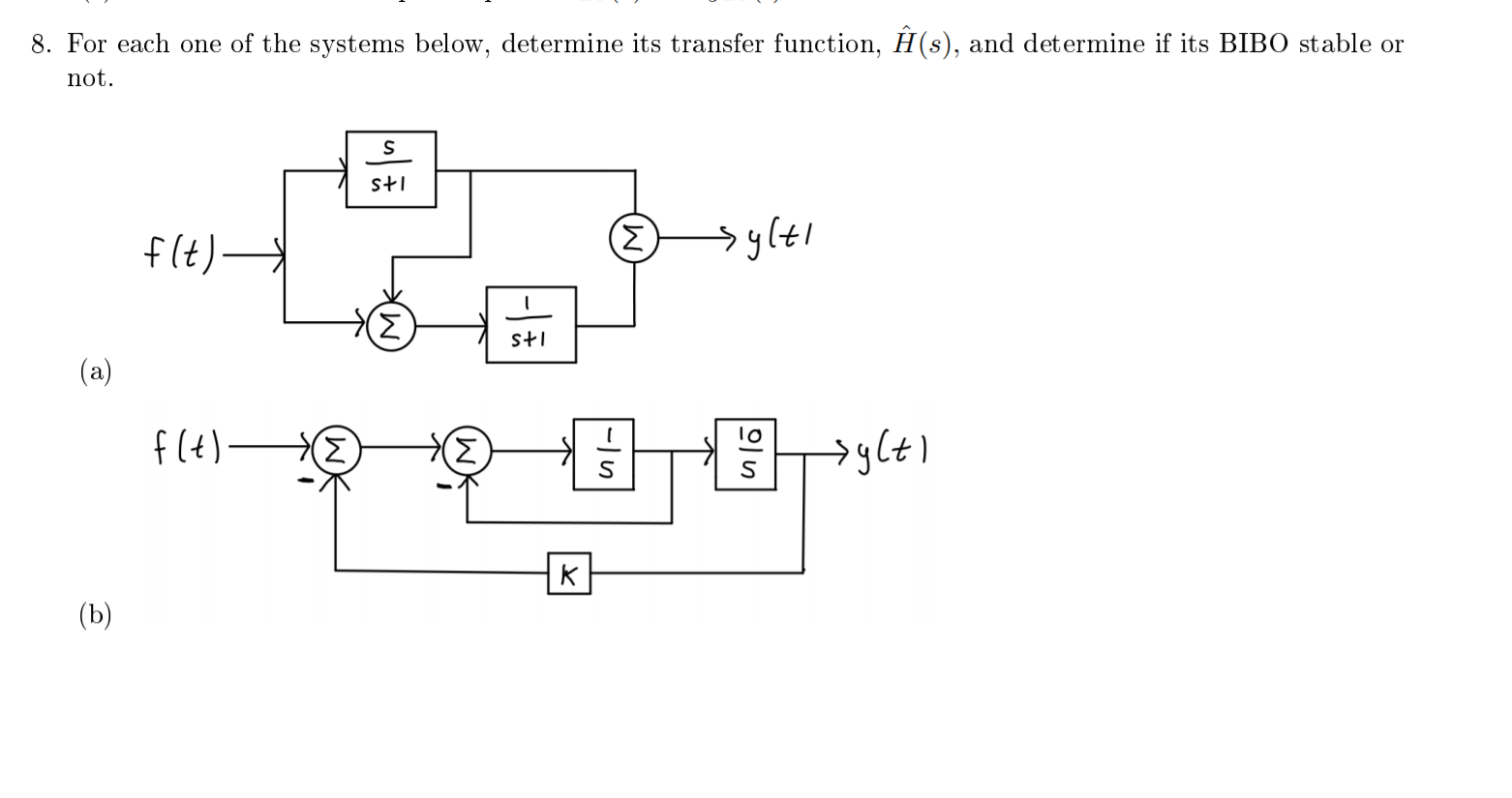 Solved 8. For each one of the systems below, determine its | Chegg.com