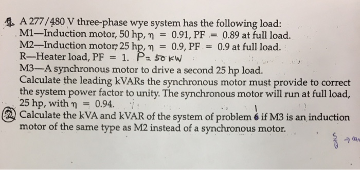 Solved A277/480 V three-phase wye system has the following | Chegg.com