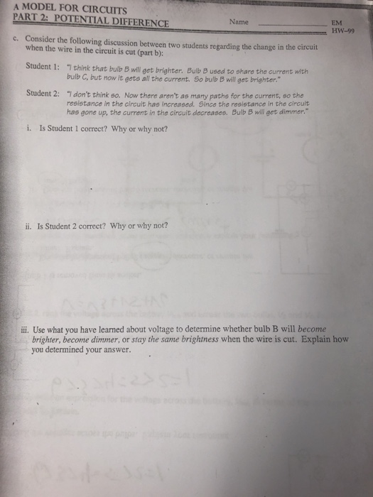 Solved A MODEL FOR CIRCUITS PART 2: POTENTIAL DIFFERENCE | Chegg.com