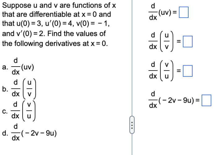 Solved Suppose u and v are functions of x that are | Chegg.com