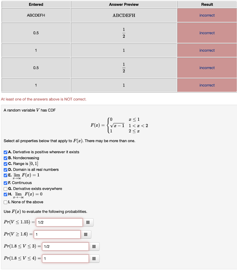 Solved Entered Answer Preview Result ABCDEFH ABCDEFH | Chegg.com