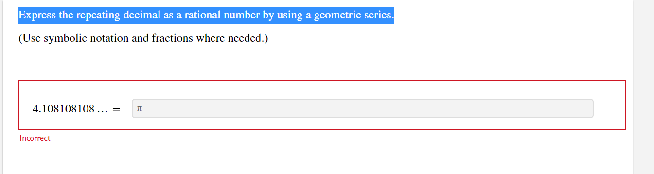 Solved Express the repeating decimal as a rational number by | Chegg.com